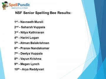 NSF Senior Spelling Bee Results – SpellPundit